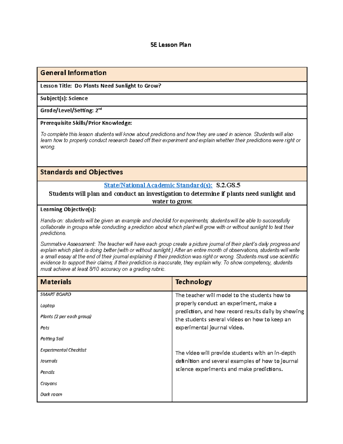 WGU 5E Lesson Plan C108 - ........ - 5E Lesson Plan General Information ...