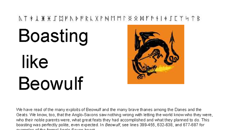 Beowulf Boast Activity: Crafting Your Heroic Narrative - Studocu