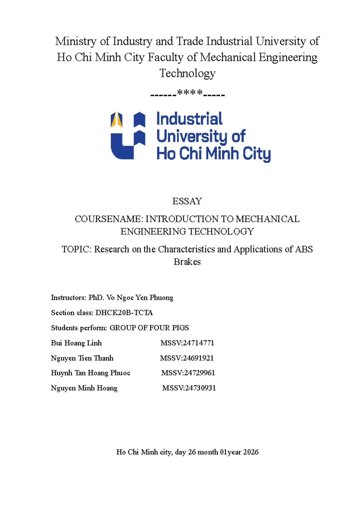ESSAY: Research on ABS Brakes - Introduction to Mechanical Engineering ...