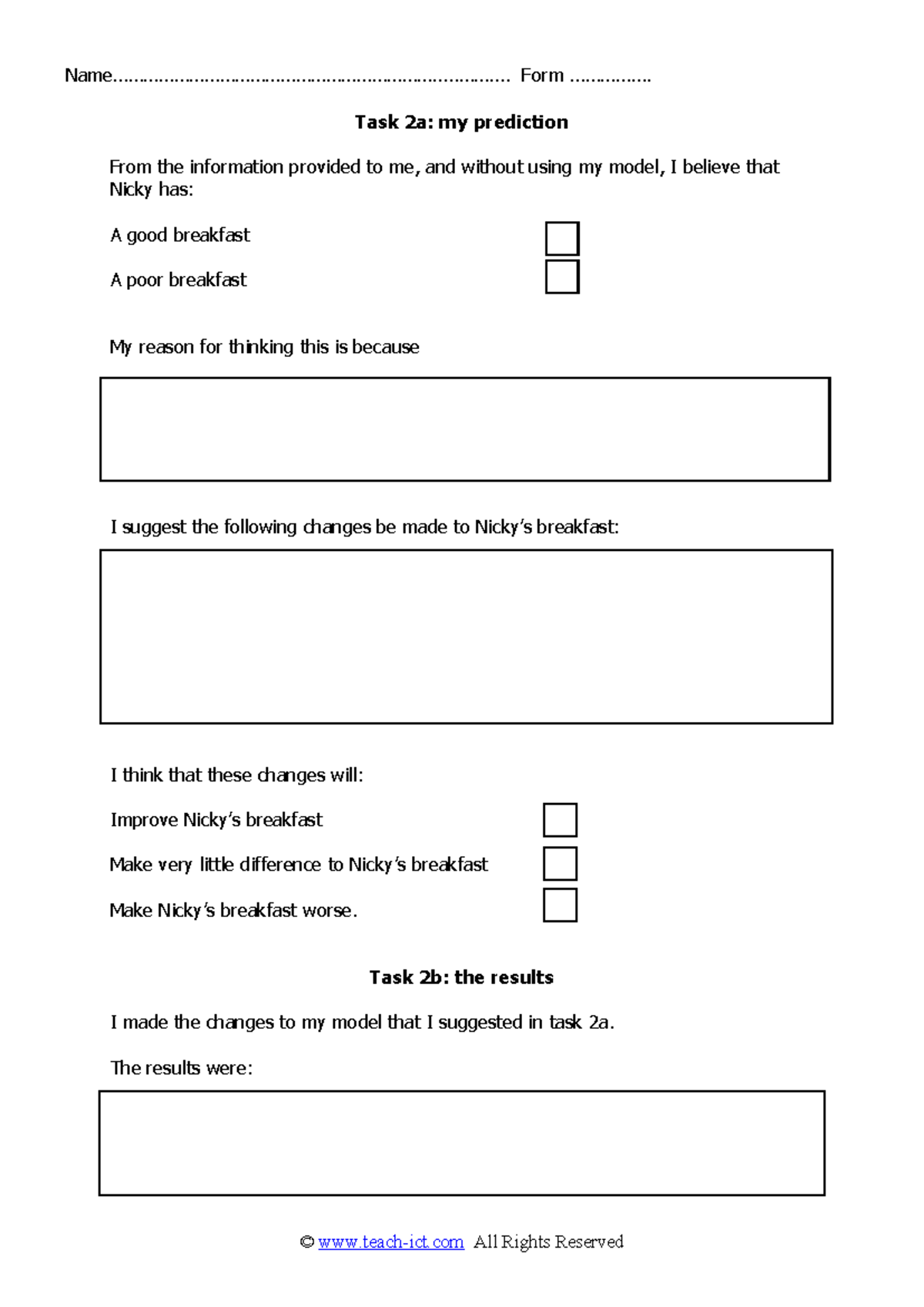 Prediction Task Sheet - yes - Task 2a: my prediction From the ...