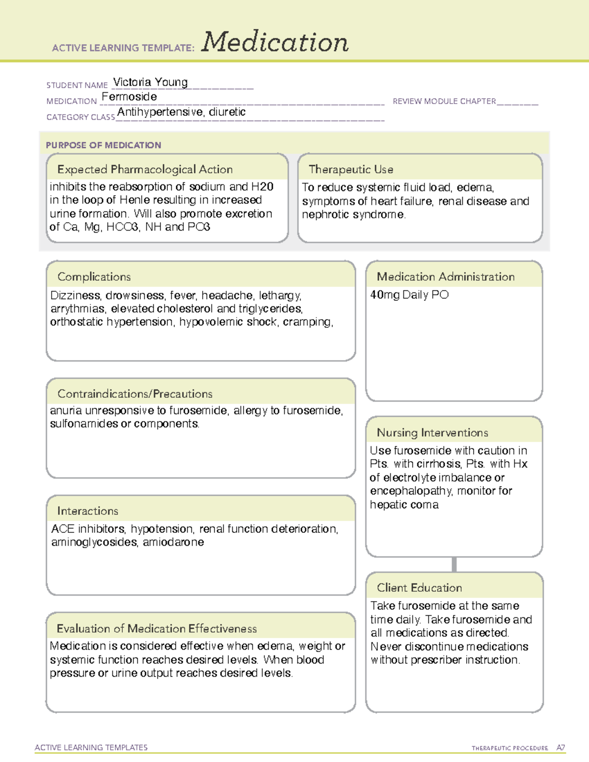 Furosemide - Medication Template - ACTIVE LEARNING TEMPLATES ...
