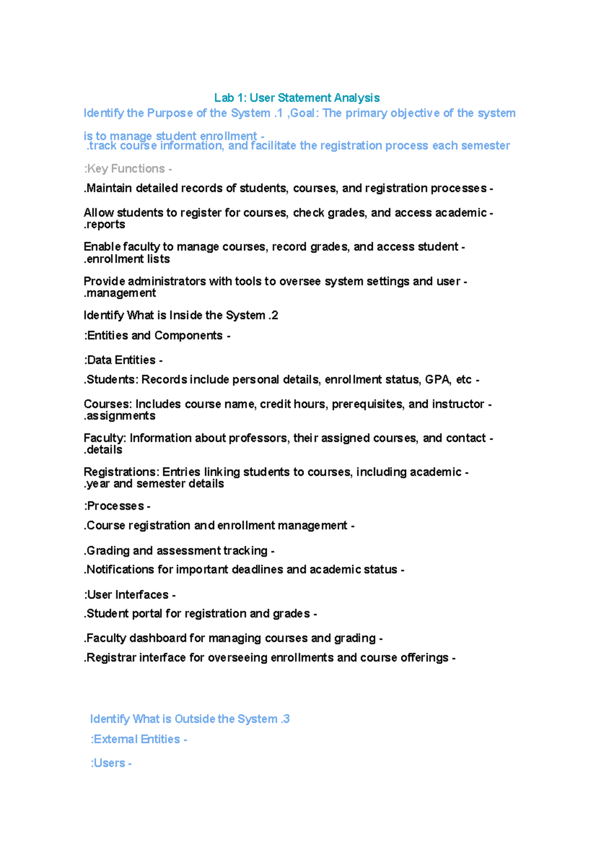 Lab 1-4: User Statement Analysis & Use Case Development for Uni Mgmt ...