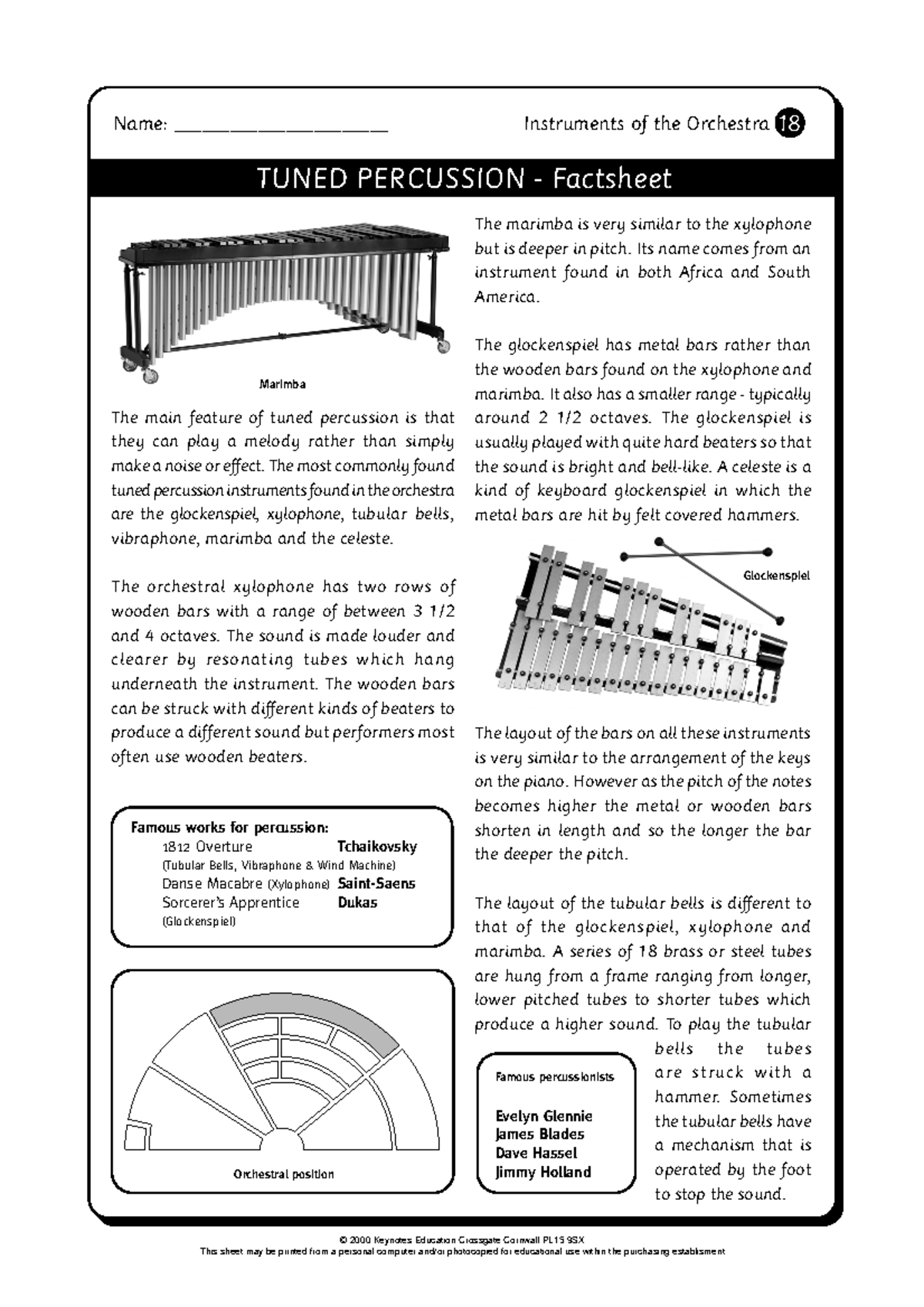 Pitched Percussion Instruments of the Orchestra Factsheet - Studocu