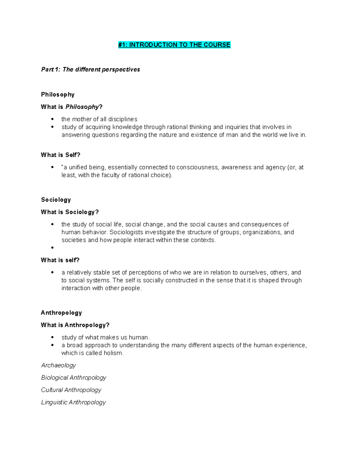 UTS: Introduction to the Course - #1: INTRODUCTION TO THE COURSE Part 1 ...