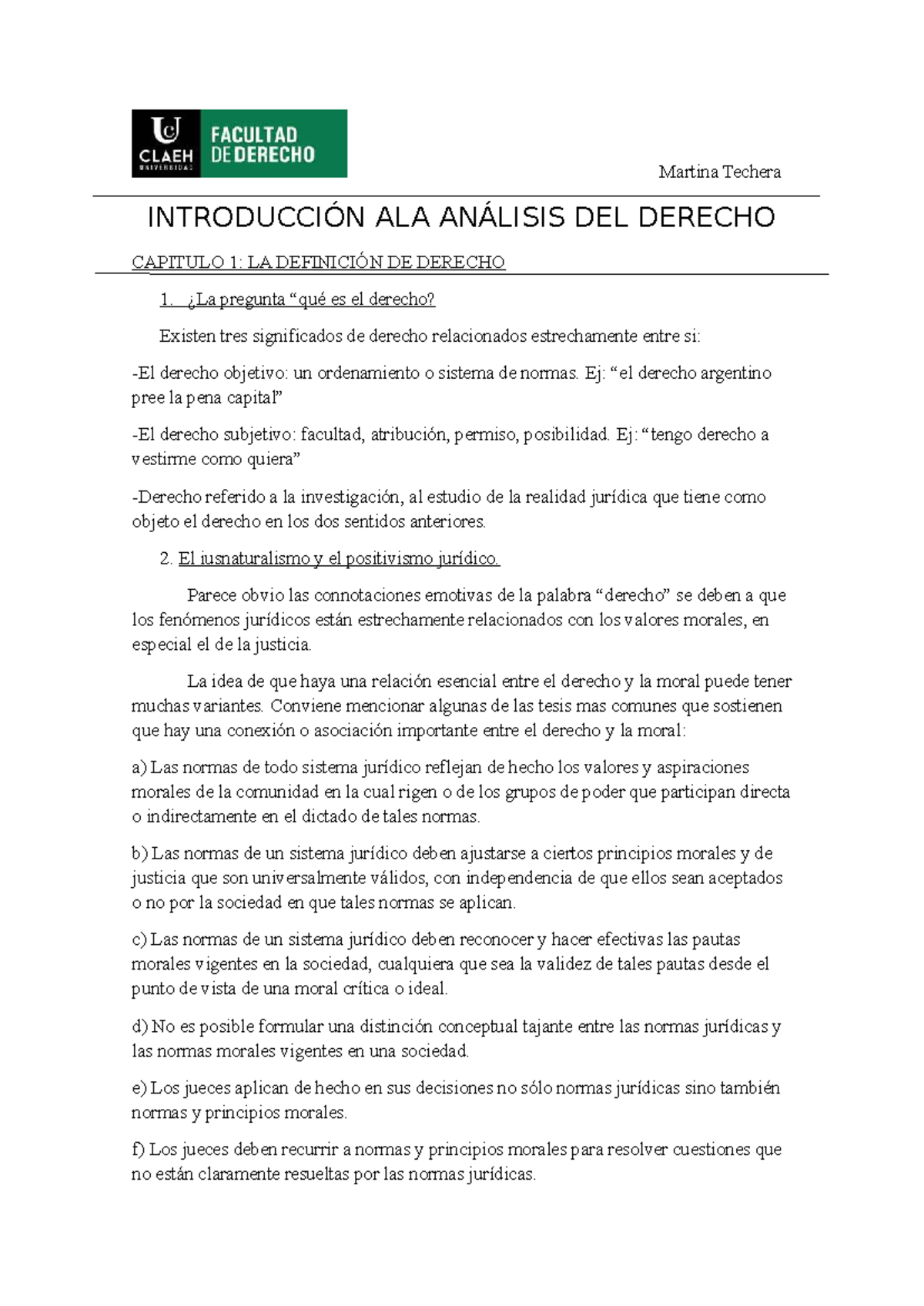 Introducción al Análisis del Derecho - Capítulo 1: Definición de ...