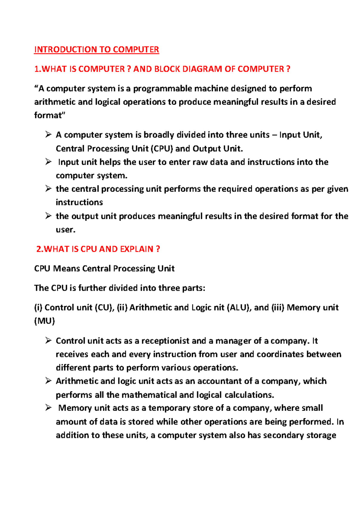 IT&ITes Level-1: Computer Basics and Digital Documentation Notes - Studocu