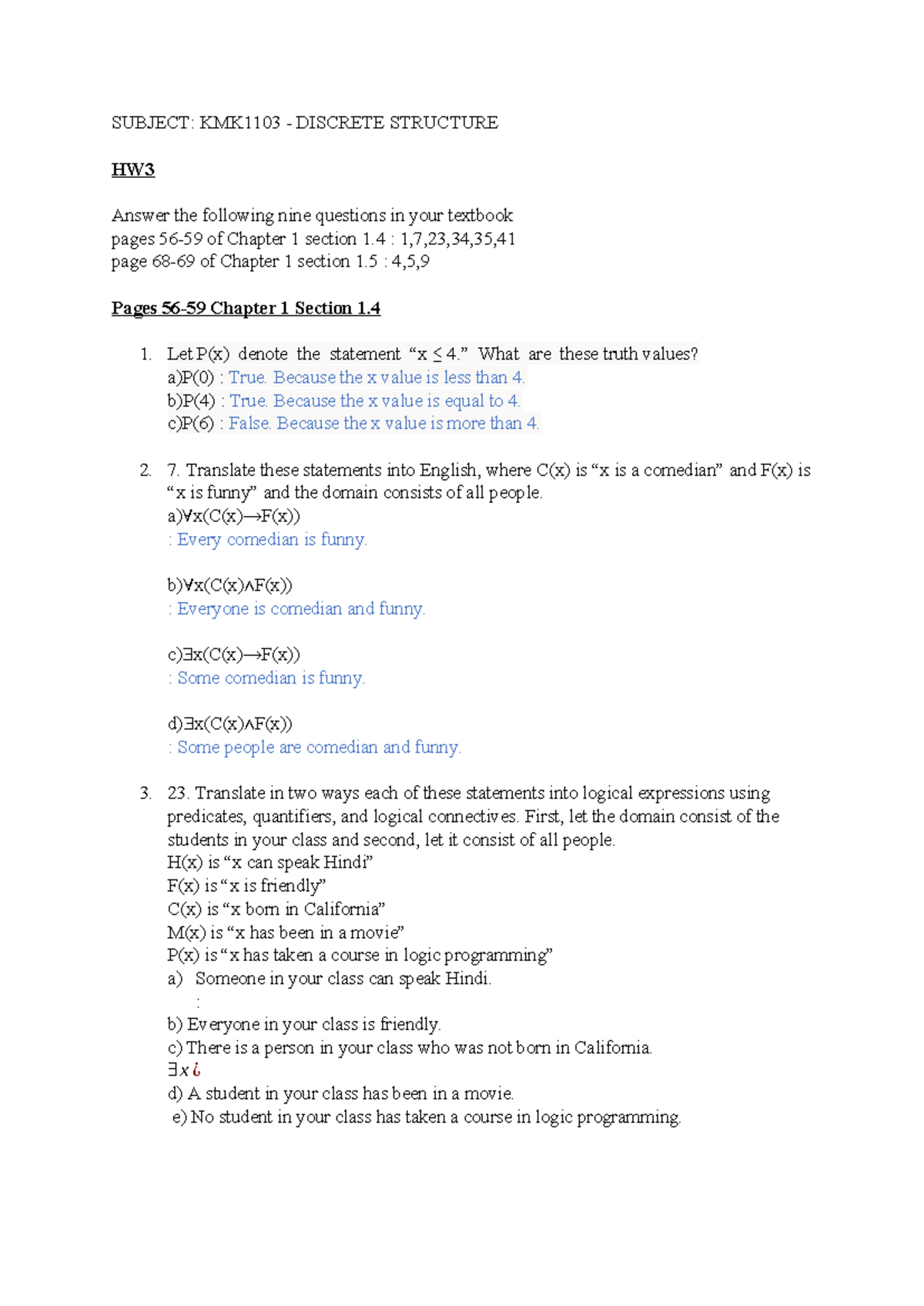 Discrete Structure KMK1103 Homework 3 - SUBJECT: KMK1103 - DISCRETE ...