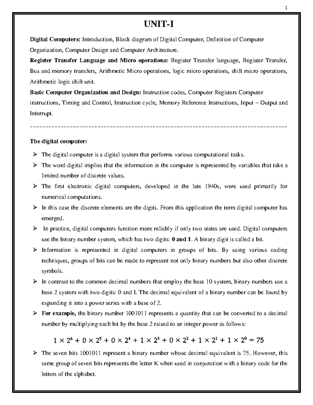 COA 101: Digital Computers - Introduction and Basic Concepts - Studocu