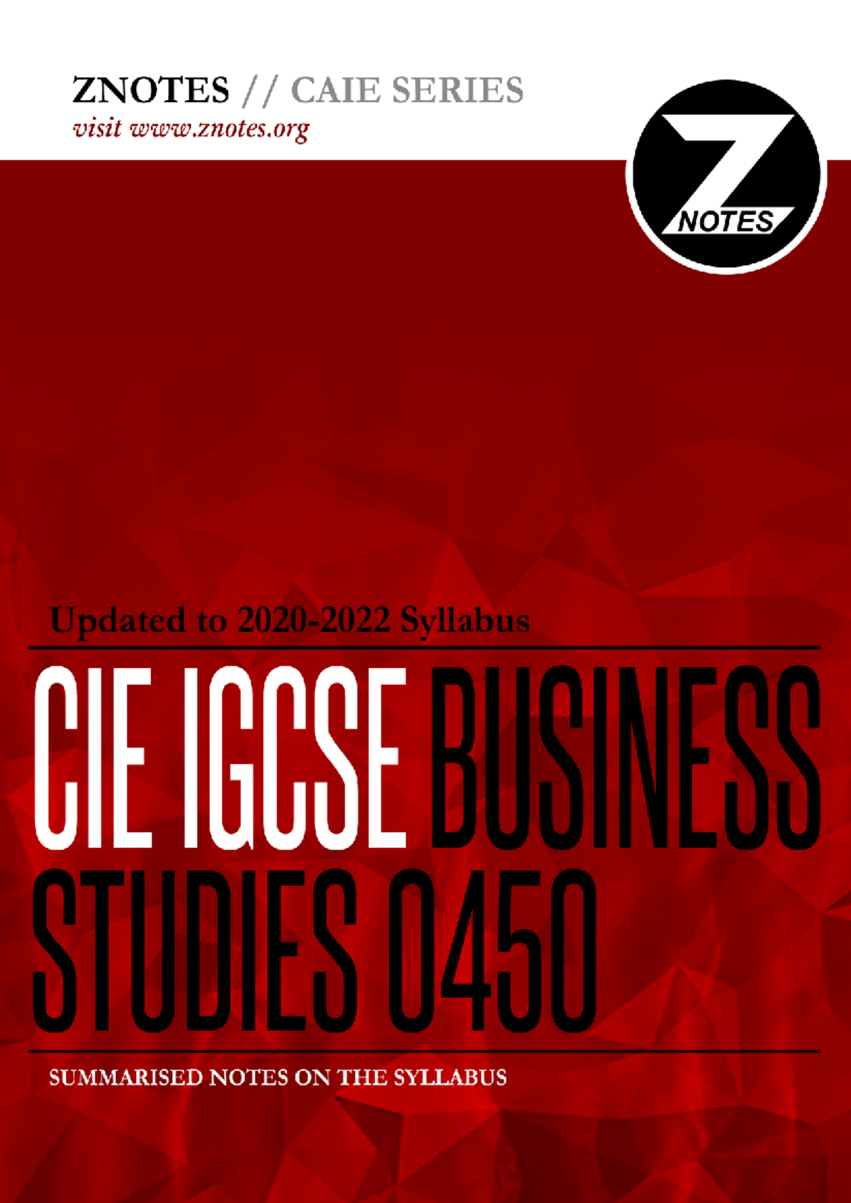 CIE IGCSE BUSINESS 0450 - Comprehensive Study Notes on Key Concepts ...