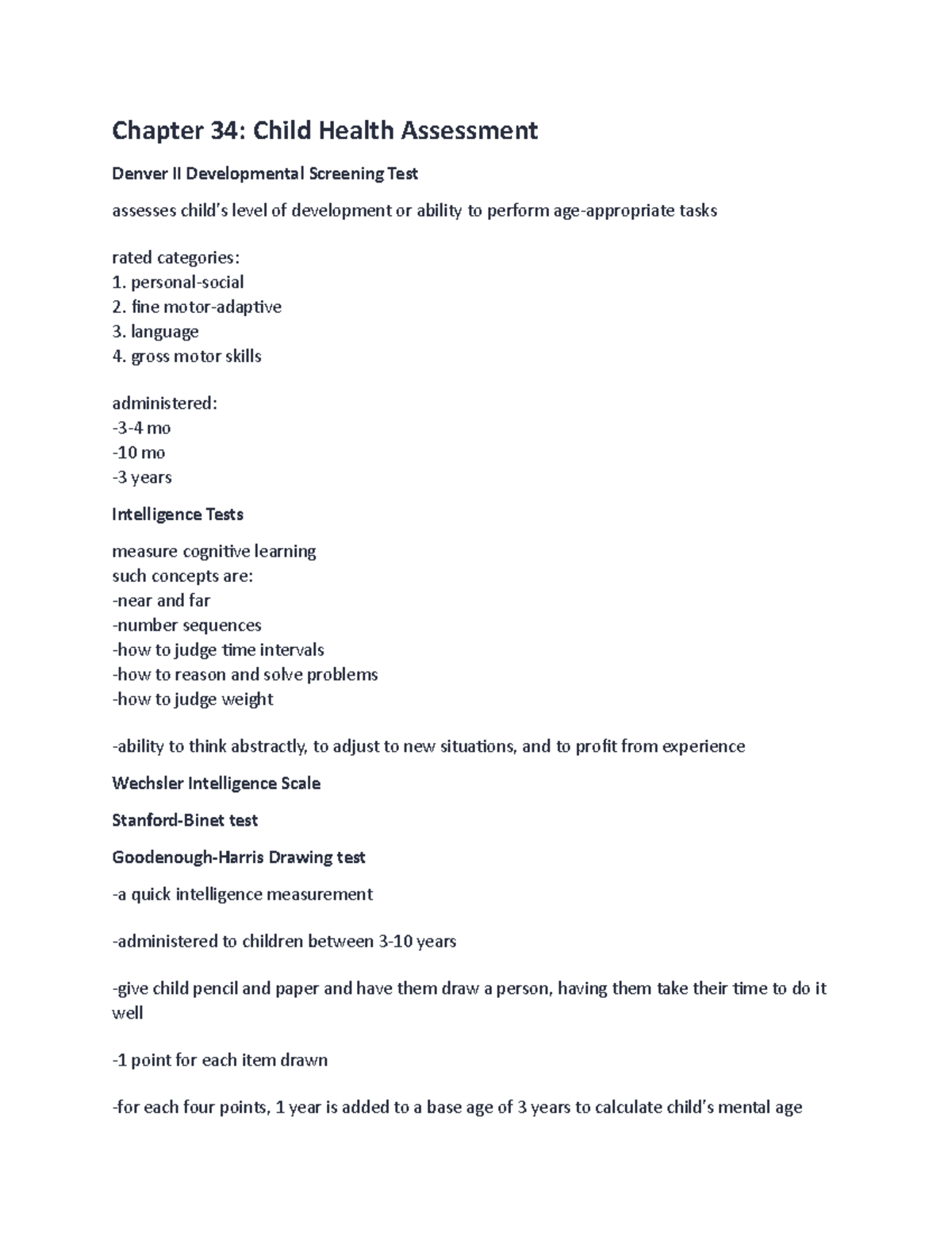 Chapter 34 Child Health Assessment - Chapter 34: Child Health ...