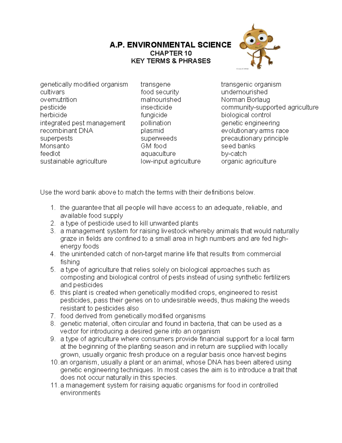 Chapter 10 Vocabulary Quiz - Environmental Science (Econ) - Studocu