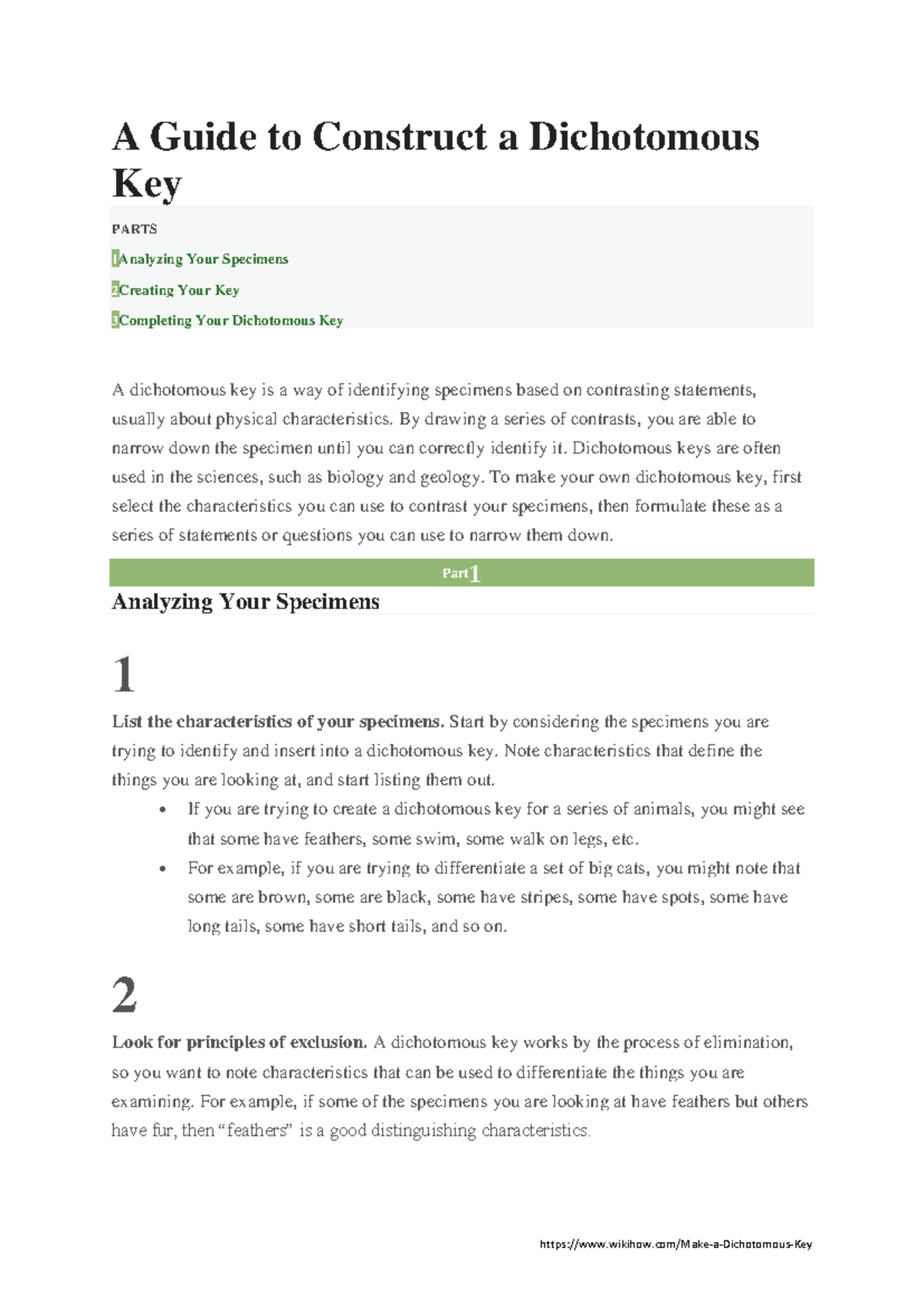 A Guide to Construct a Dichotomous Key - A Guide to Construct a ...