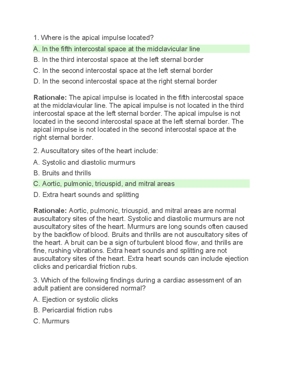 Final Exam: Assessing Heart & Neck Vessels - Key Concepts & Insights ...