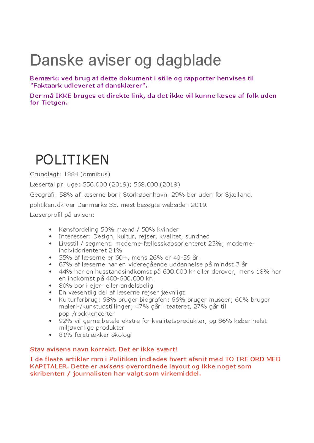 Danske aviser og dagblade - Danske aviser og dagblade Bemærk: ved brug ...