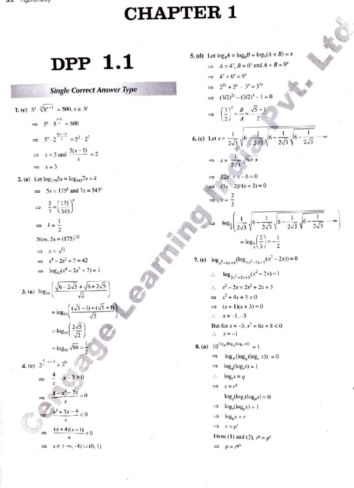 Cengage Trigonometry DPP Solutions: Chapter 1 & 2 Review - Studocu