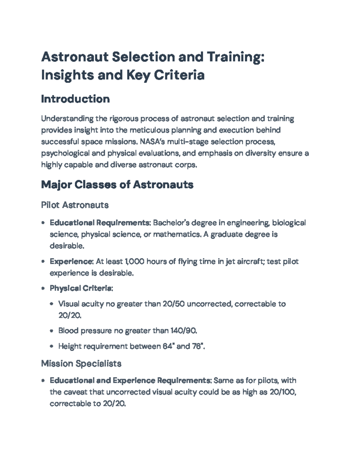 NASA Astronaut Selection and Training: Insights and Key Criteria ...