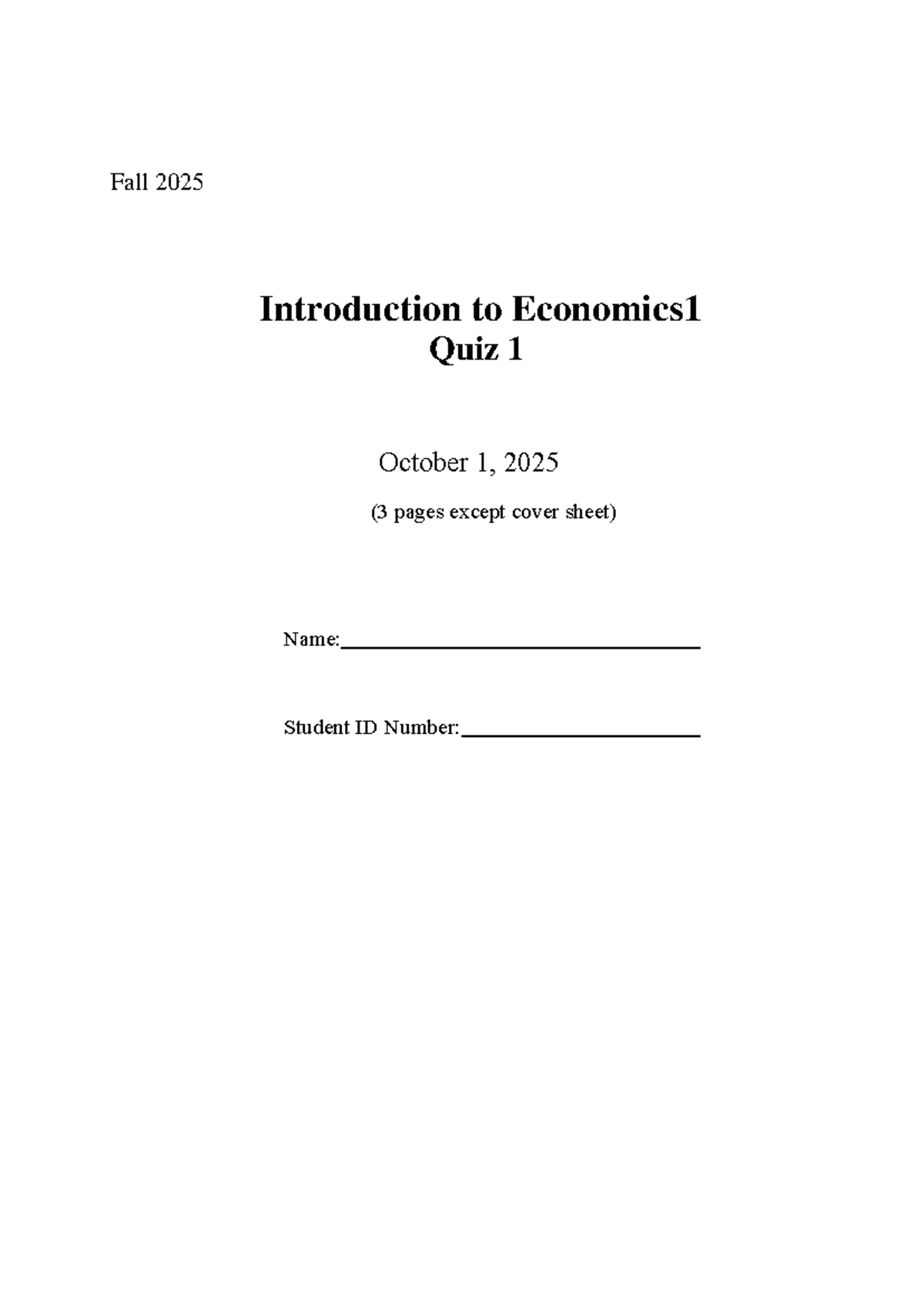 Fall 2025 Econ 1 Quiz 1: Key Concepts & Questions - Studocu