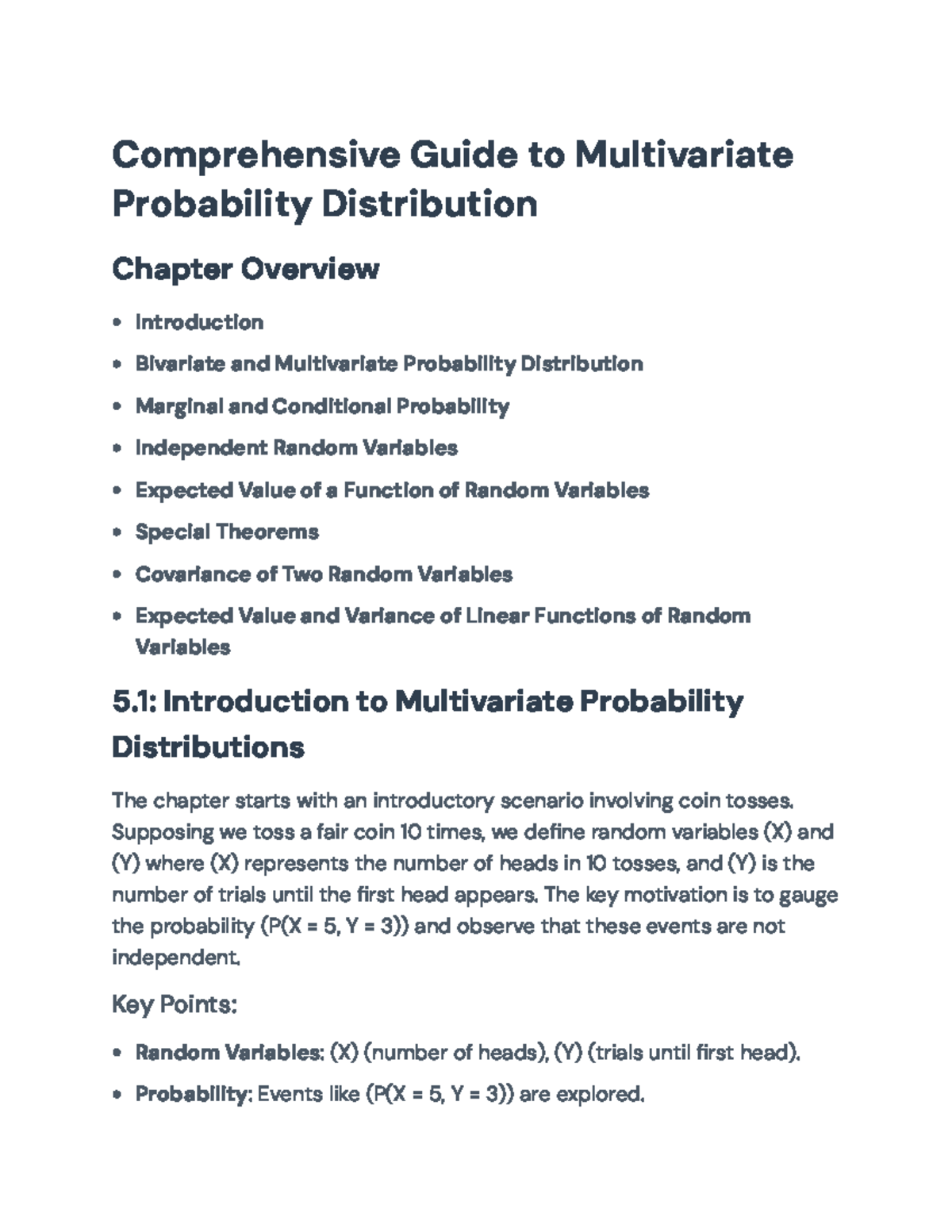 Comprehensive Guide to Chapter 5: Multivariate Probability Distribution ...