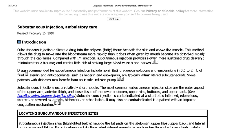 Lippincott Procedures: Patient Teaching for Subcutaneous Injections ...