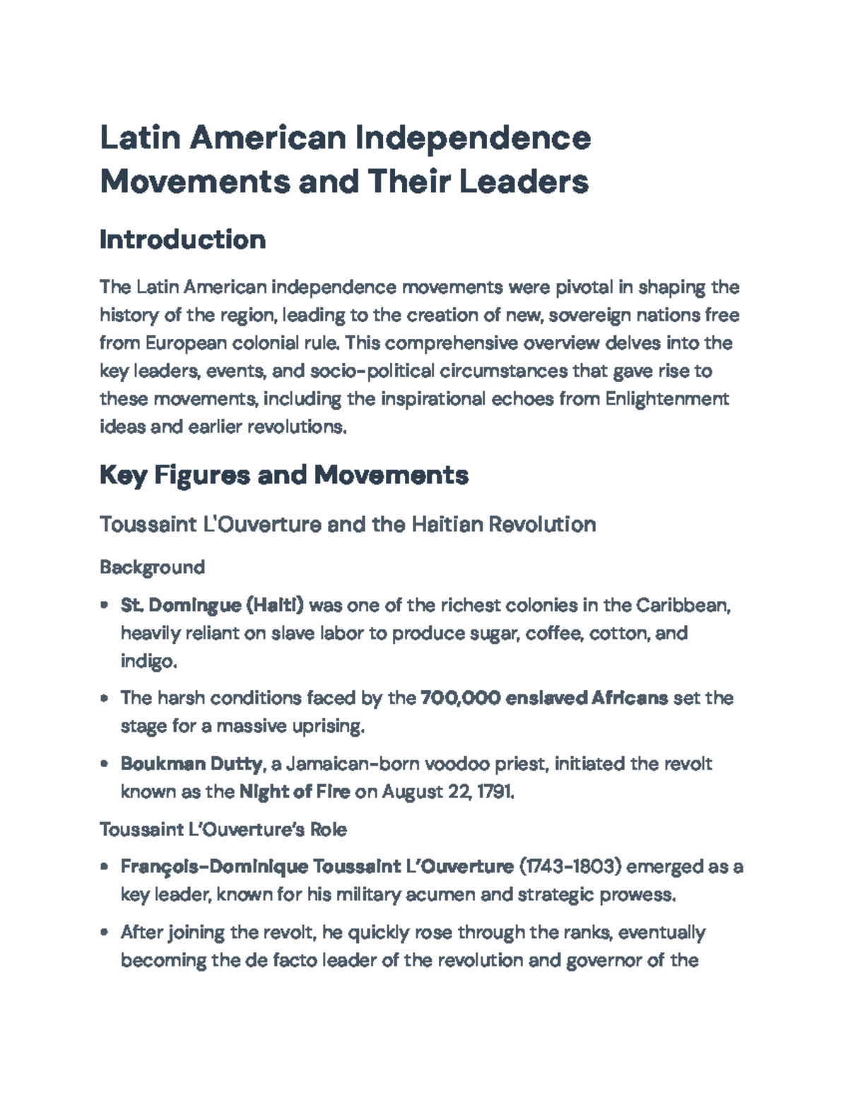 Latin American Independence Movements: Key Leaders and Events - Latin ...