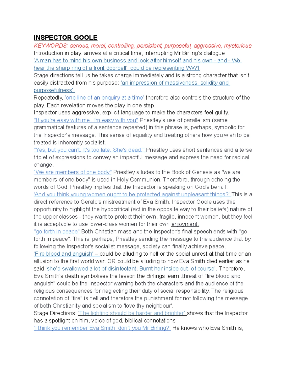 GCSE English Literature: An Inspector Calls Study Pack Guide - Studocu