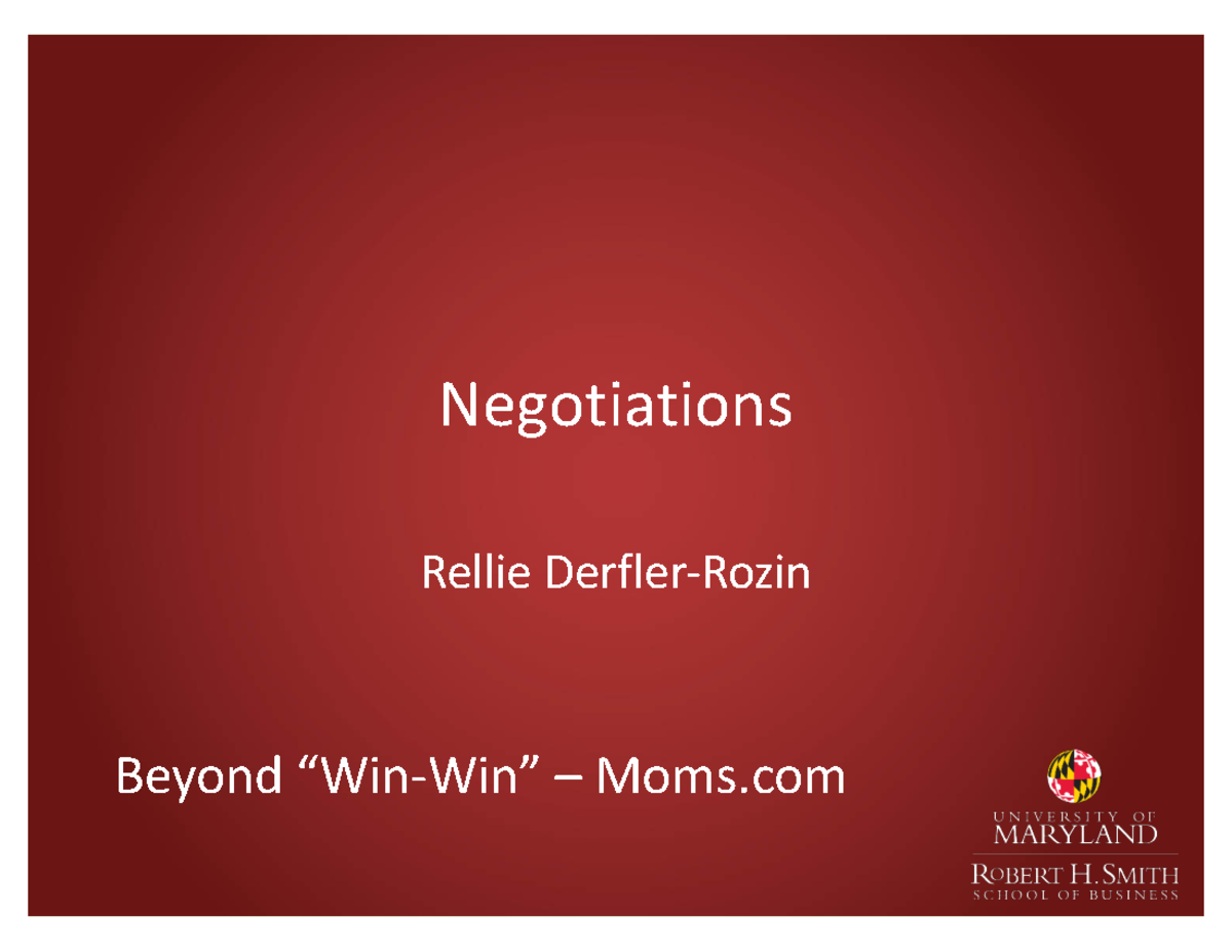 Advanced Integrative Negotiation Strategies & Tools (WCHI Course) - Studocu