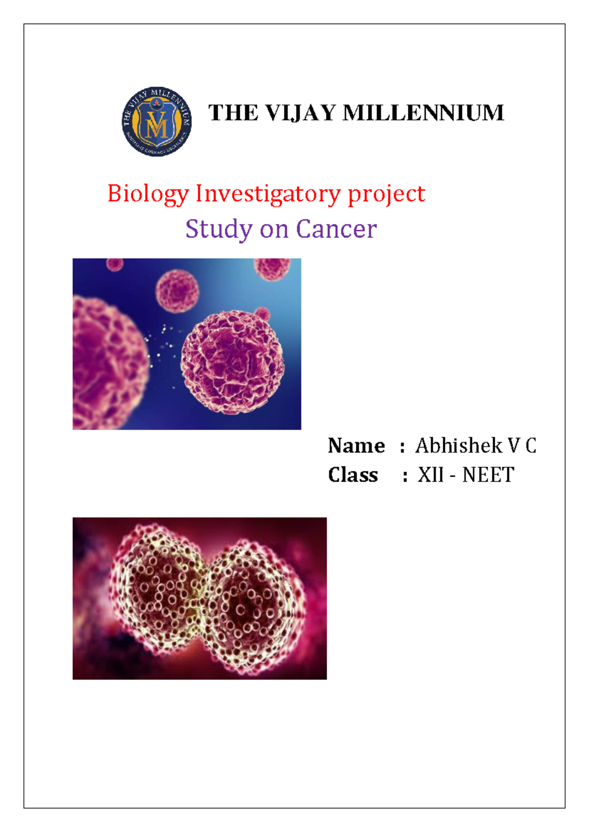 Biology Investigatory Project (Class XII) on Cancer: A Comprehensive ...