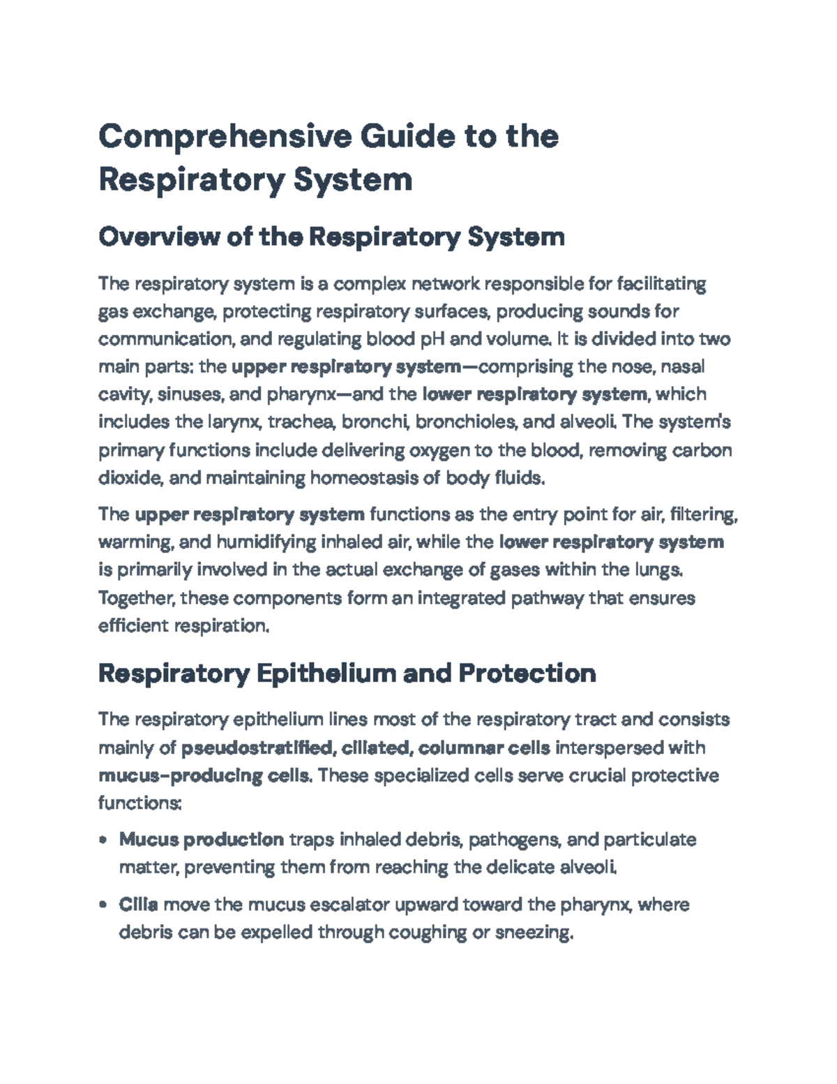 Comprehensive Overview Of The Respiratory System Bio101 Studocu