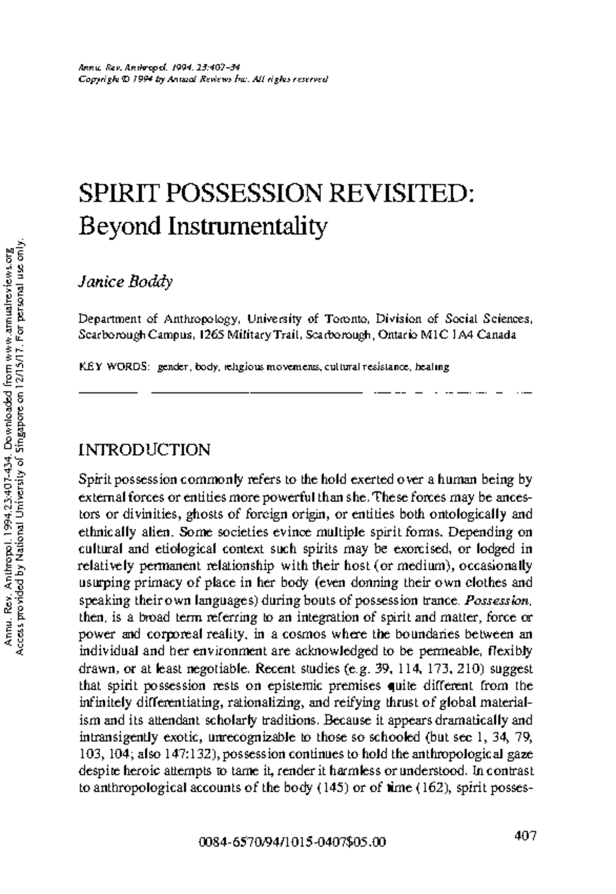 Week 6 Boddy - Spirit Possession Revisited Analysis - Studocu
