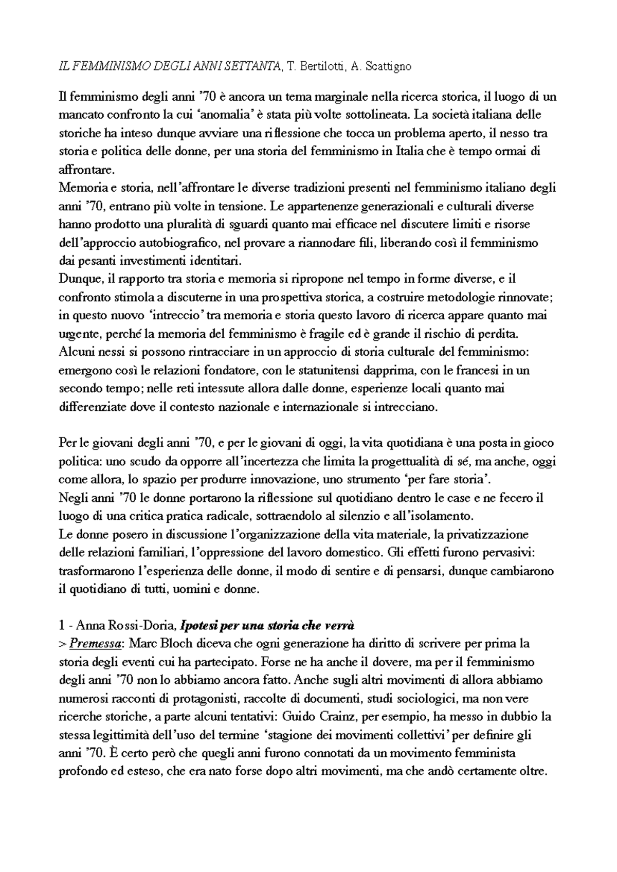IL Femminismo Degli ANNI '70 - IL FEMMINISMO DEGLI ANNI SETTANTA, T ...