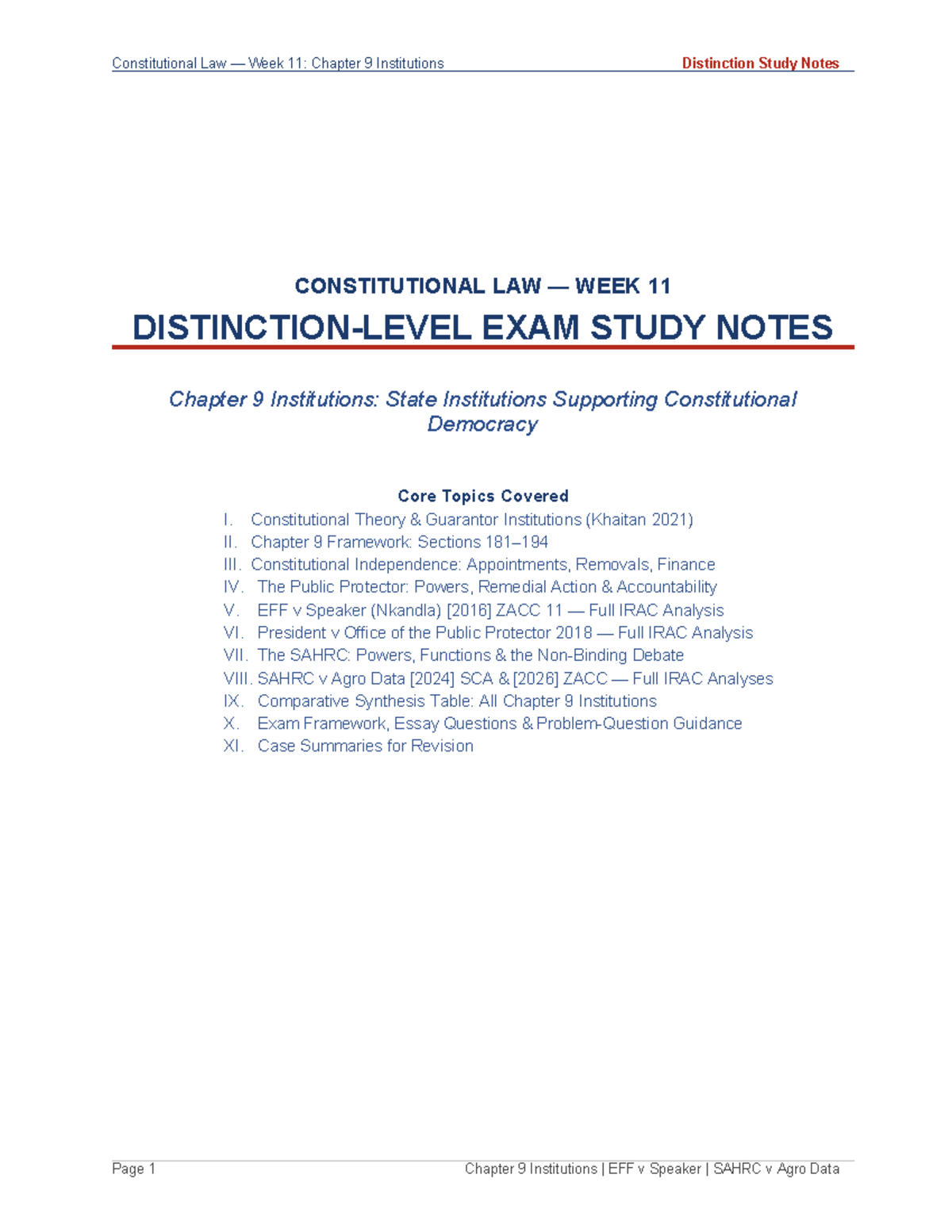 Constitutional Law Week 11: Chapter 9 Institutions Study Notes - Studocu