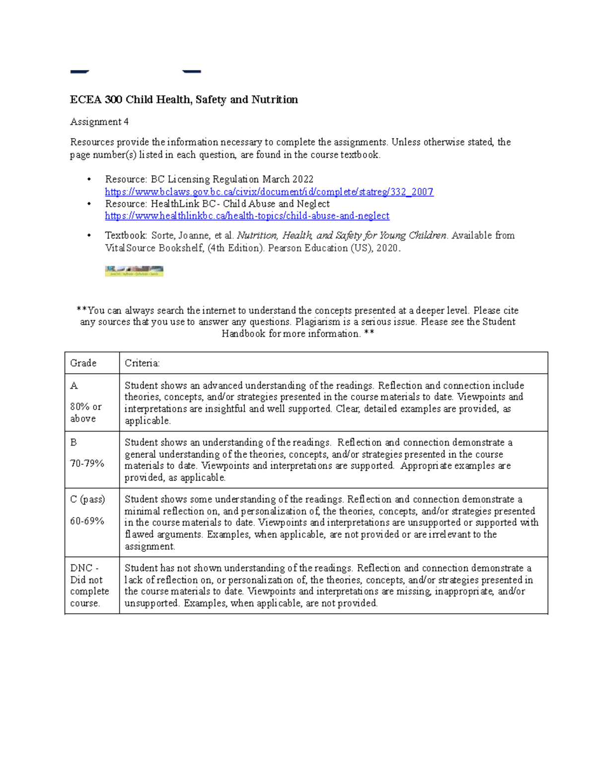 ECEA 300 Assignment 4: Child Health, Safety, and Nutrition Insights ...