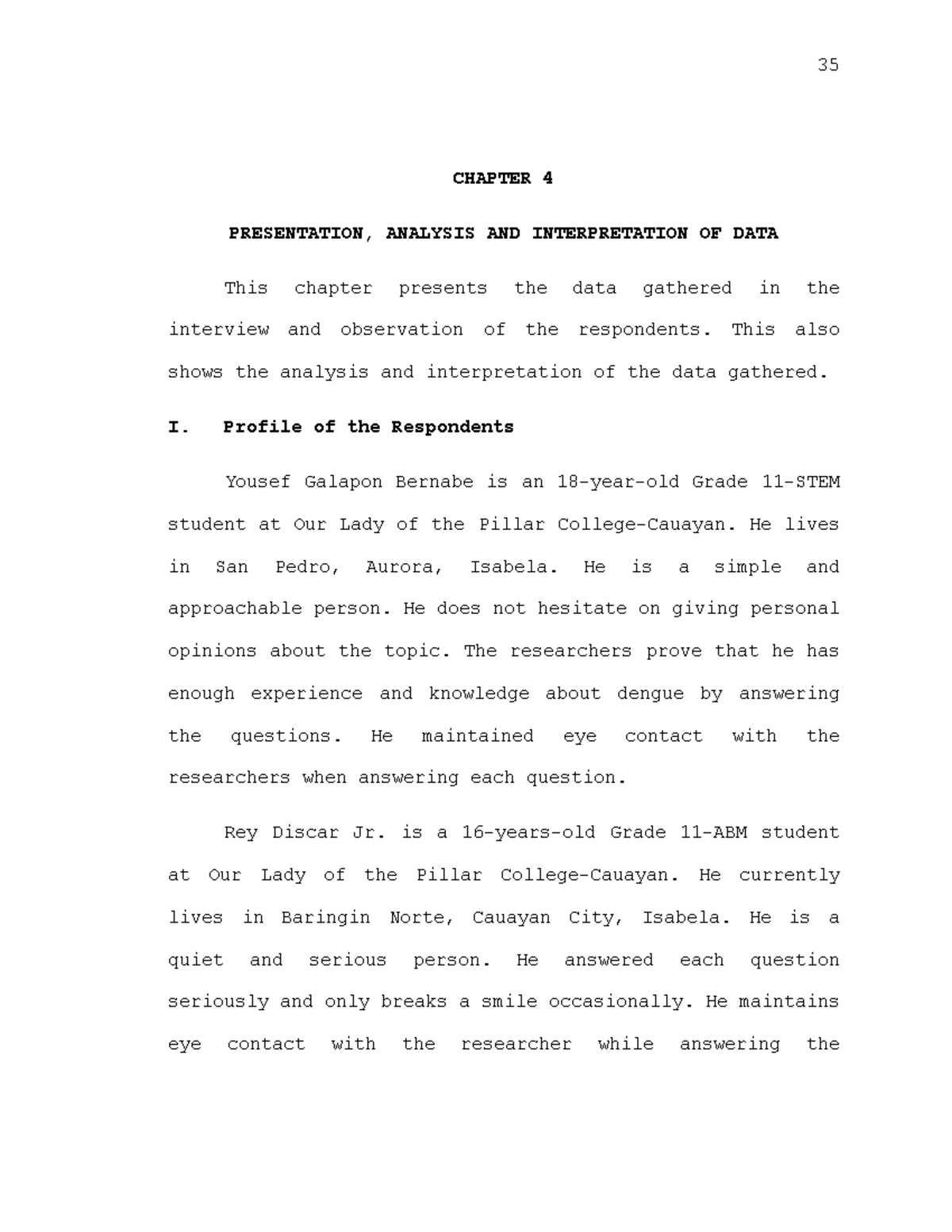 Chapter 4 pr - Practical research - CHAPTER 4 PRESENTATION, ANALYSIS ...