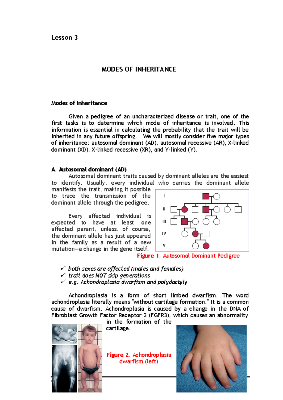 Lesson 3 Modes of Inheritance - Module III Lesson 3 MODES OF ...