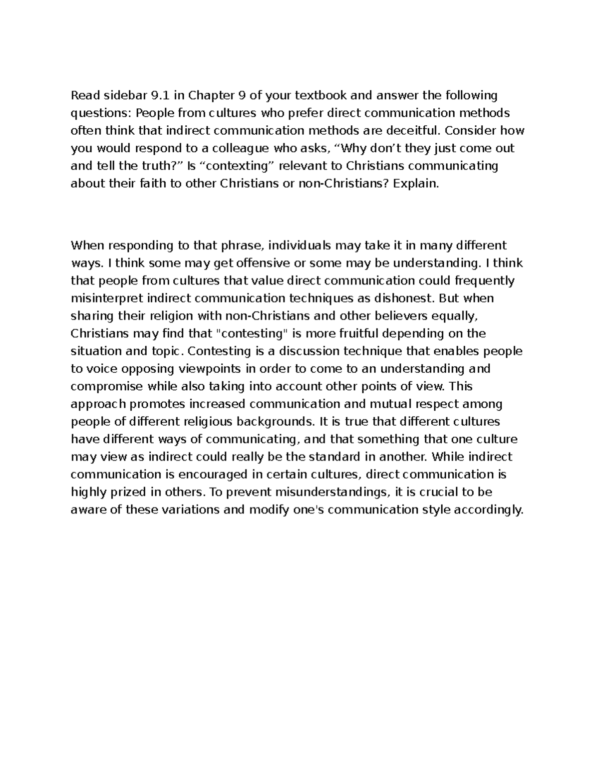 Topic 4 Discussion Q2: Direct vs Indirect Communication in Cultures ...