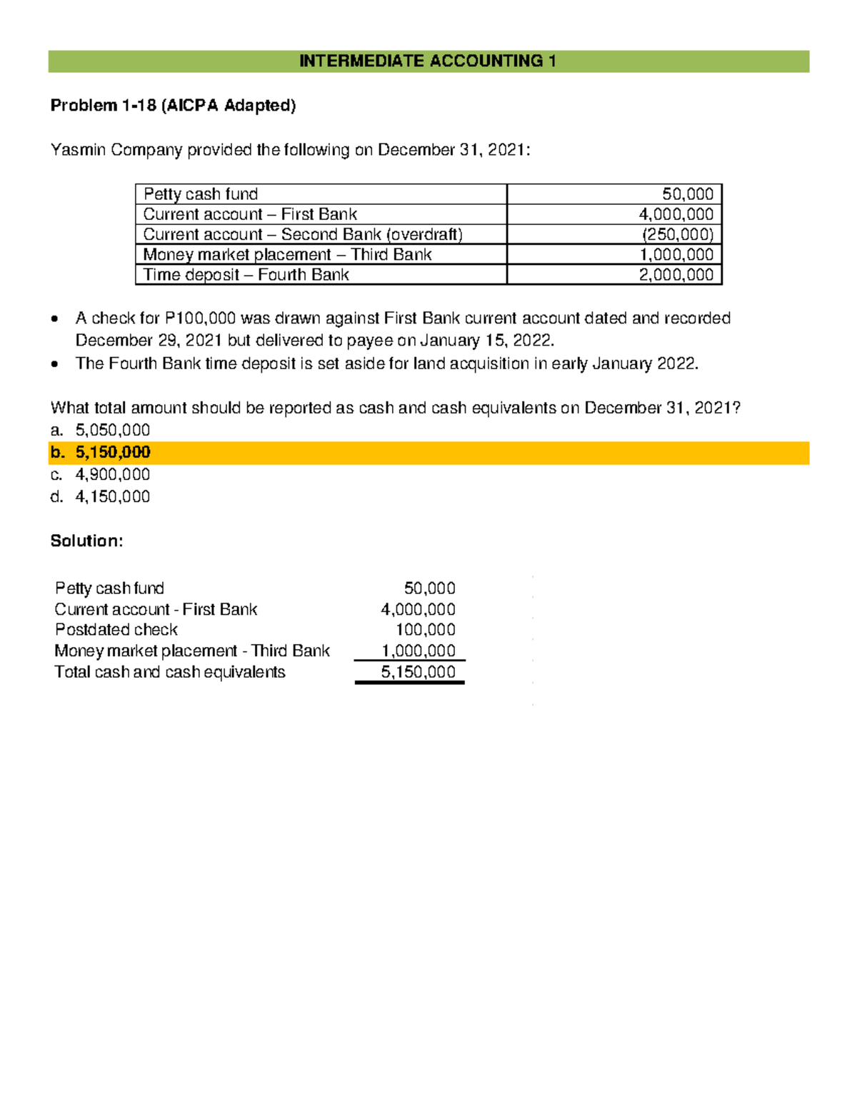 Intacc 1 Chapter 1 Problem 1-18 Answer - INTERMEDIATE ACCOUNTING 1 ...