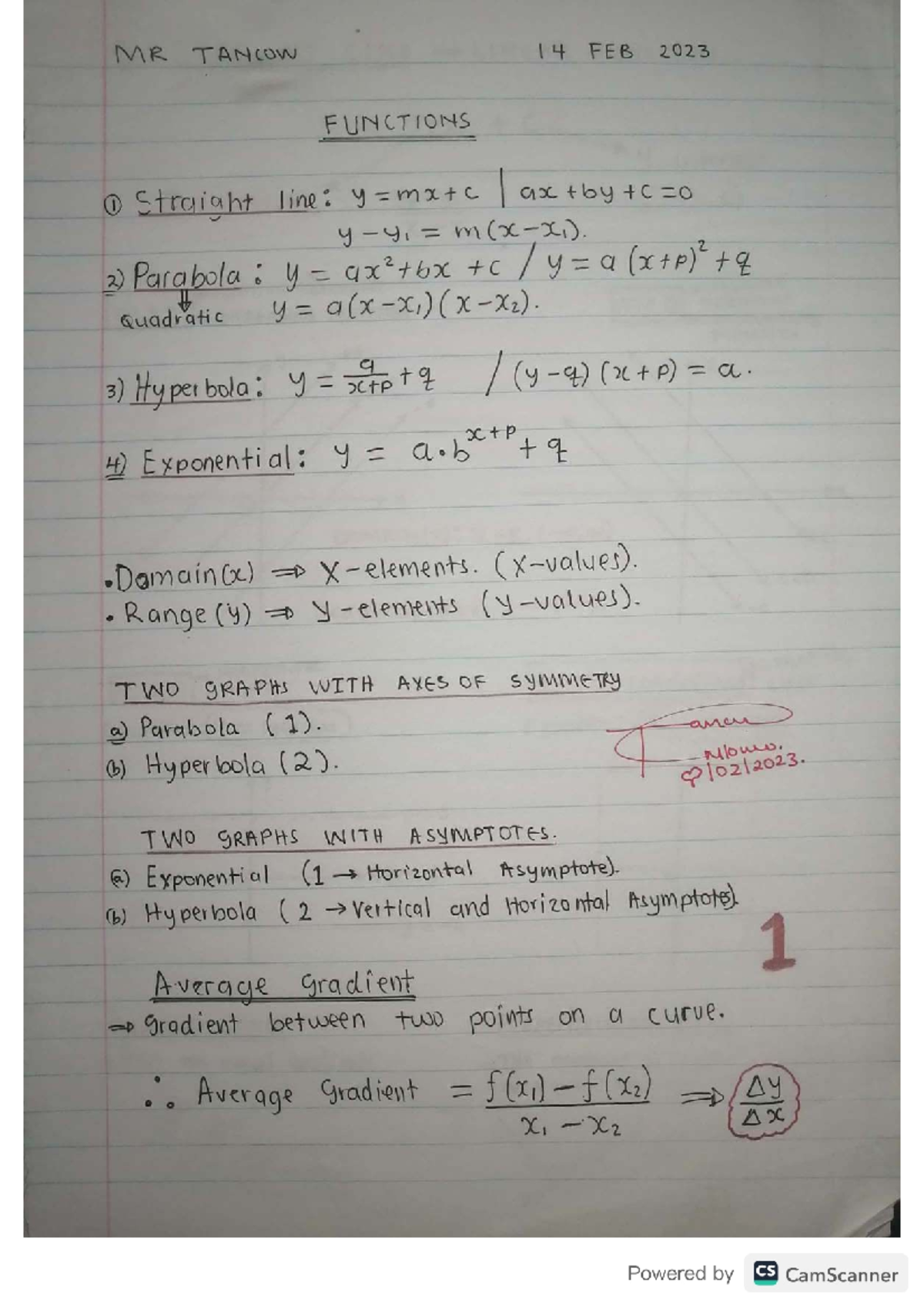 Functions I Notes: Straight Lines, Parabolas, and More (MR TANCOW ...