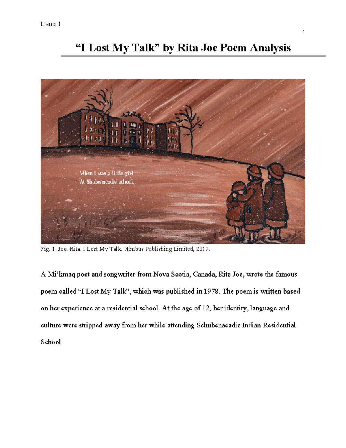 ENG4U 2.3 Poem Analysis: Rita Joe's "I Lost My Talk" - Studocu