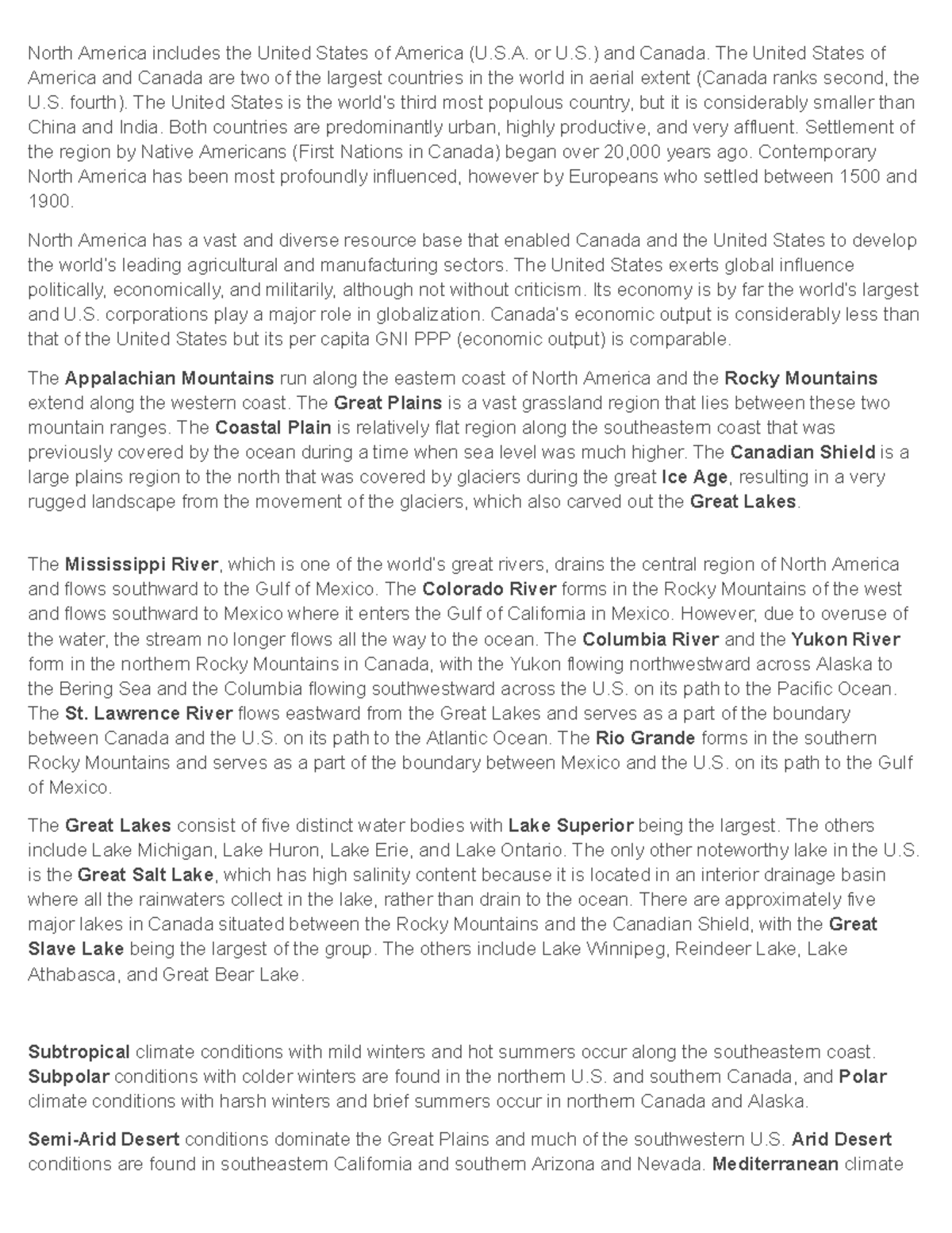 Geography Ch. 9 - North America Overview and Key Insights - Studocu
