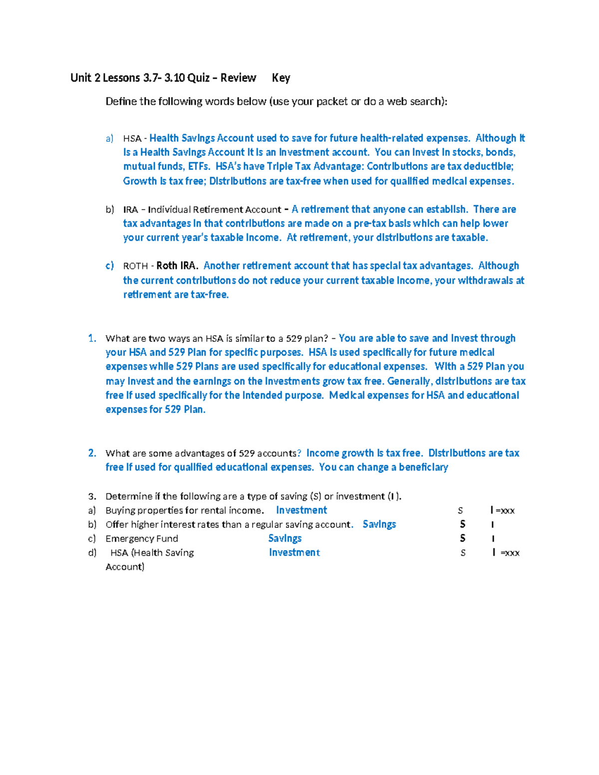 Quiz Review Quiz 2 3.6 3.10 Answer Key - Unit 2 Lessons 3- 3 Quiz ...