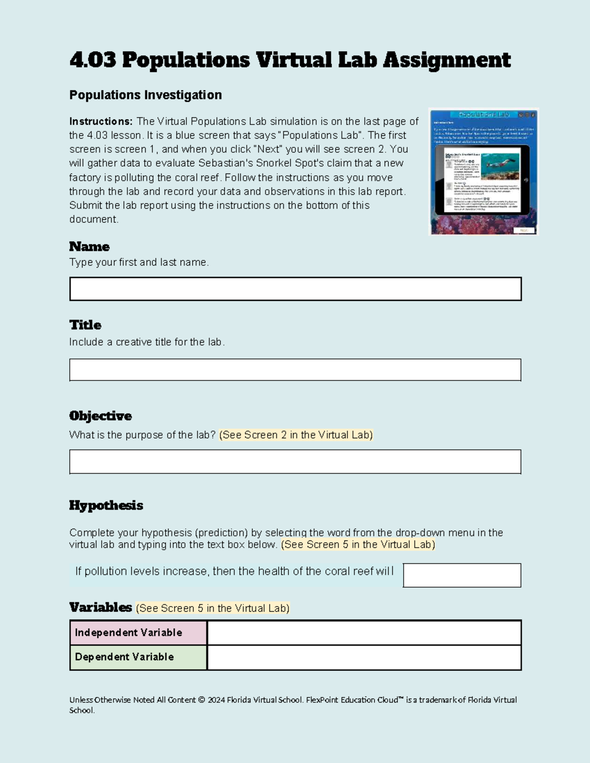 4.03 Populations Virtual Lab Report - Data Analysis & Findings - Studocu
