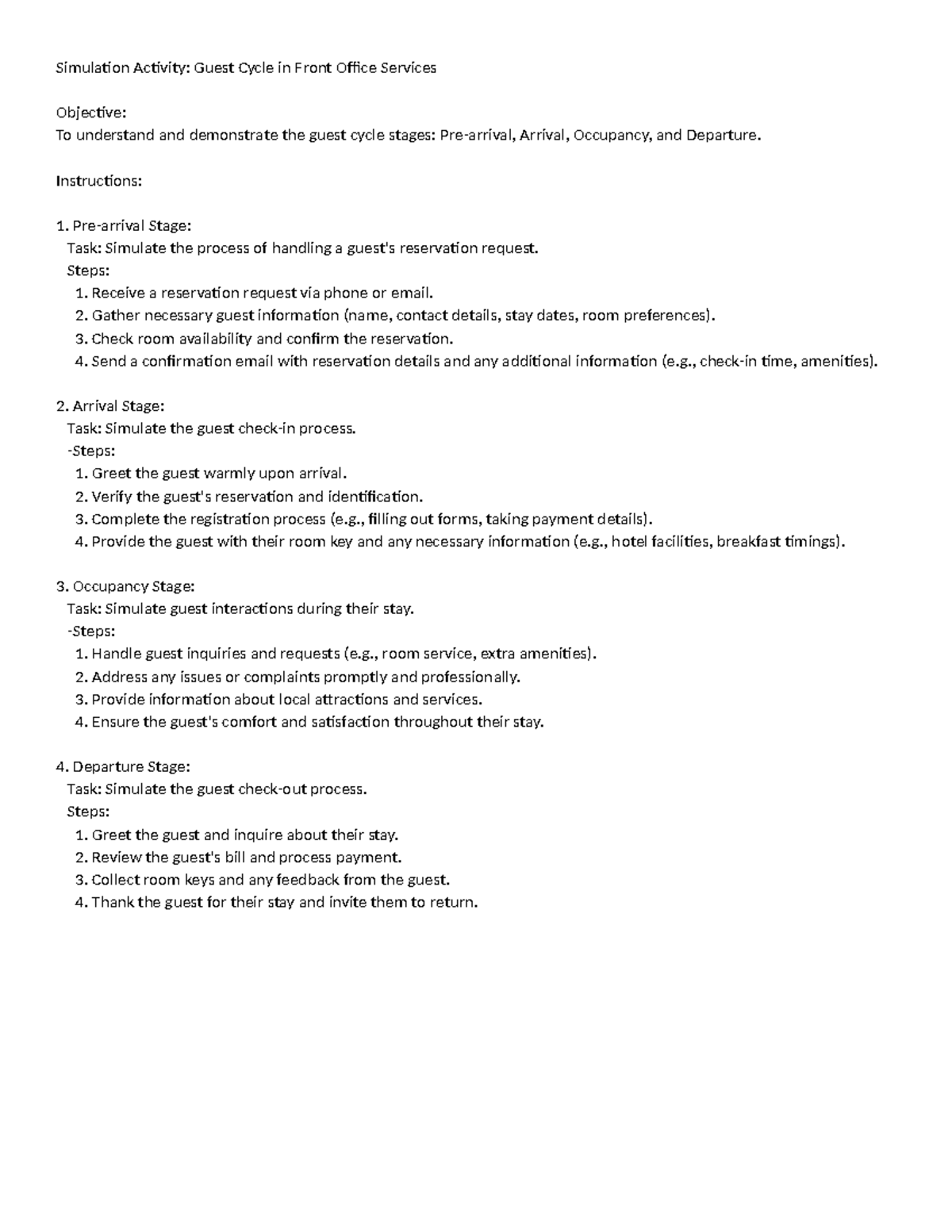 FOS Guest Cycle Simulation Activity - Simulation Activity: Guest Cycle ...