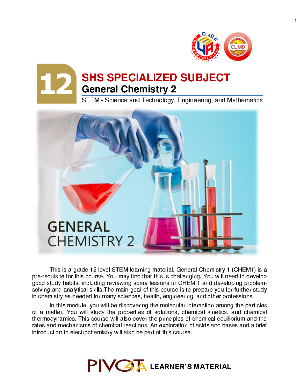 CHEM2 General Chemistry 2 — Grade 12 Modules: Q1 Overview and Materials ...