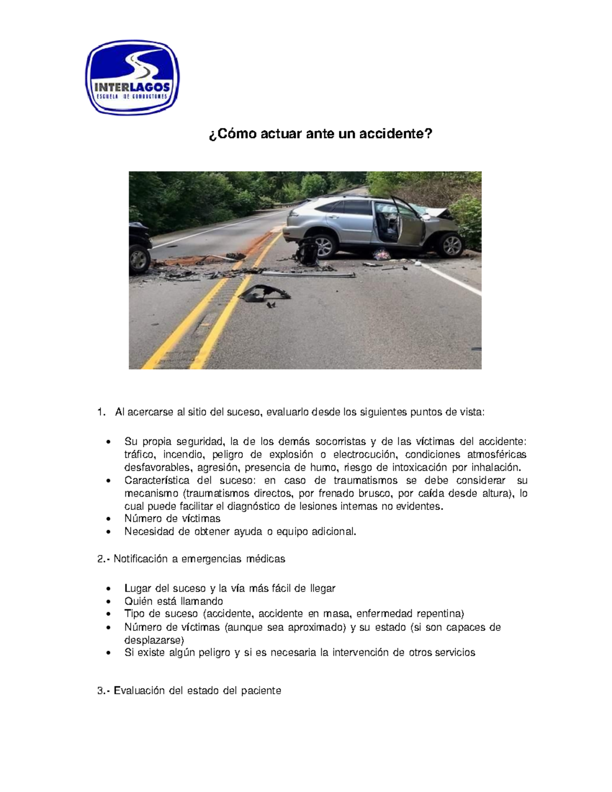 Guía: Cómo Actuar en un Accidente - Protocolo de Emergencia - Studocu