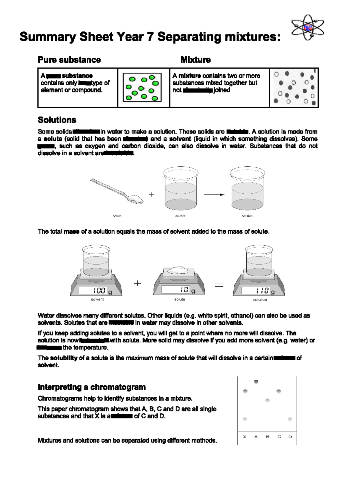 Year 7 Science Summary: Separating Mixtures & Solutions - Studocu