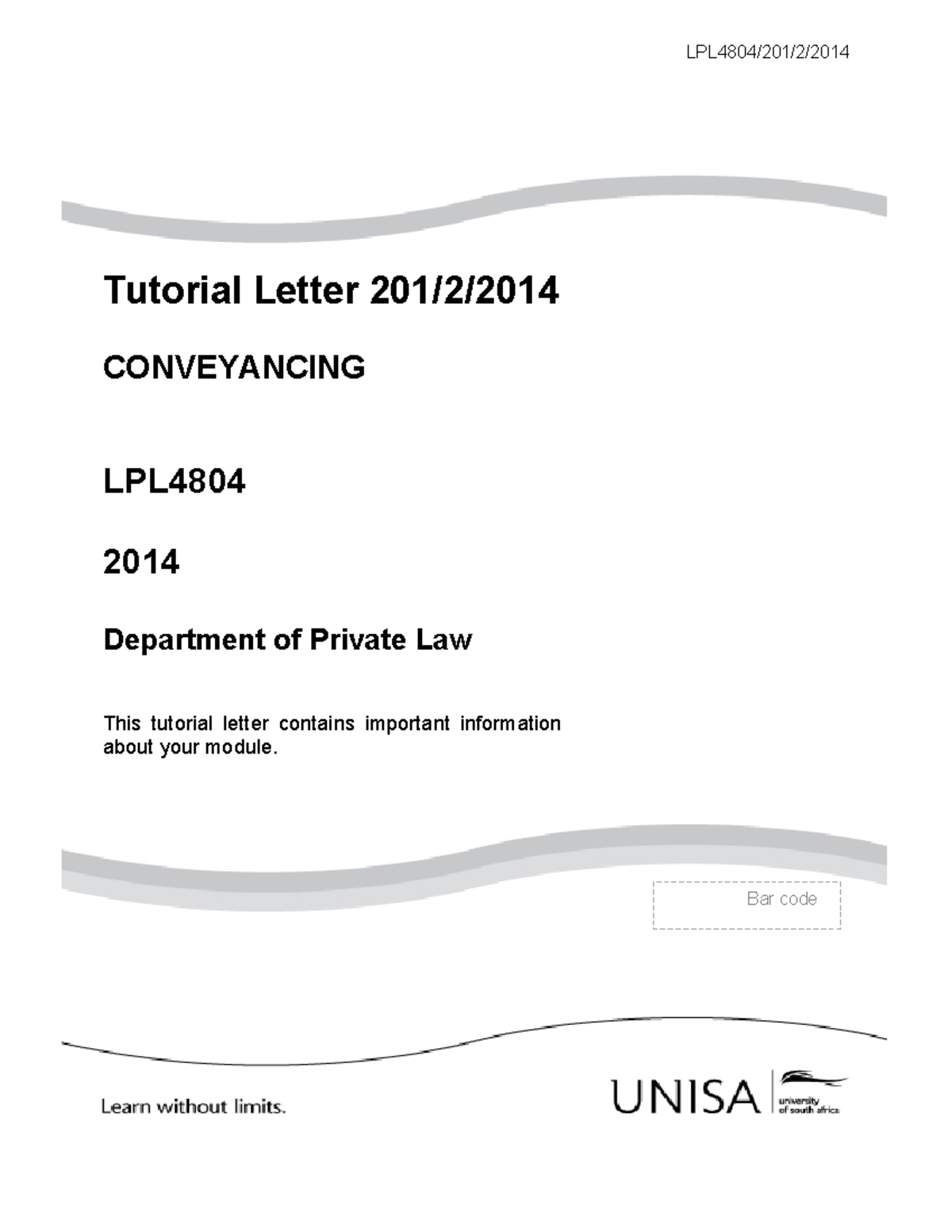 Lpl4804 201 2014 2 b - Study materials - LPL4804/201/2/ Tutorial Letter ...