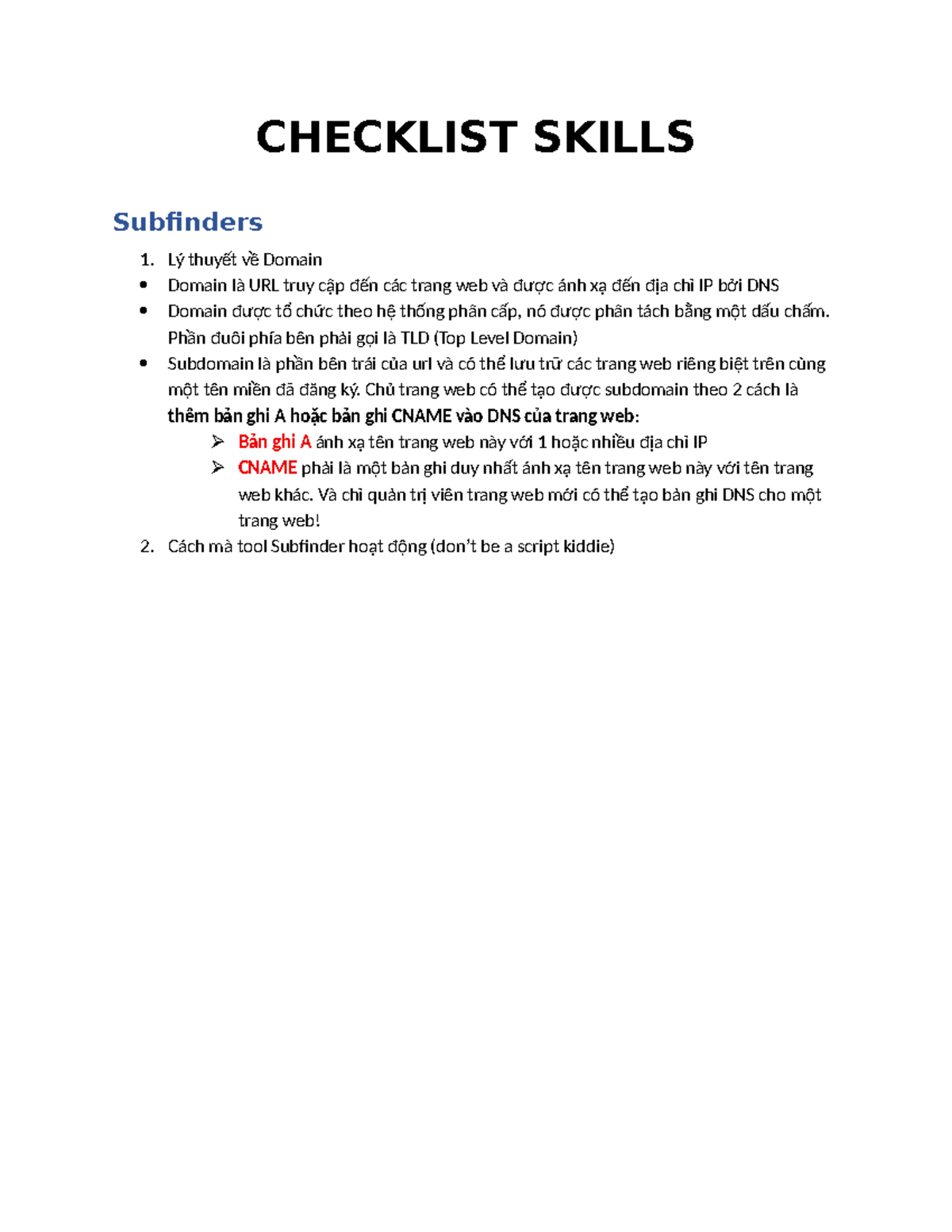 Checklist Skills: Understanding Domain & Subfinder Tool - Studocu