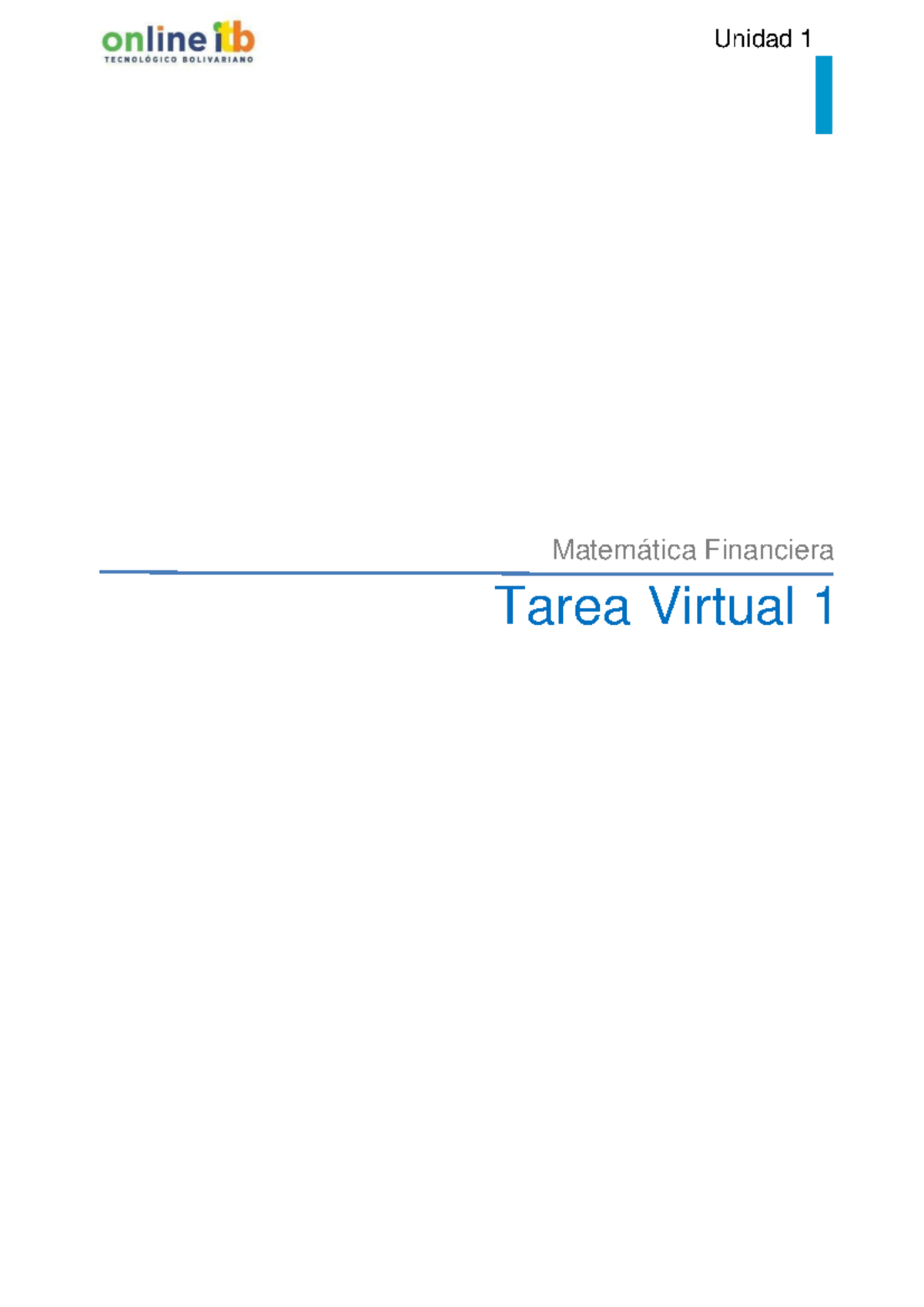 Tarea Virtual 1 - Interés Simple en Matemática Financiera MF - Studocu