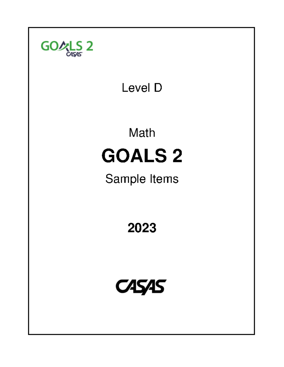 Math GOALS 2 Level D Sample Test Items 2023 - Studocu