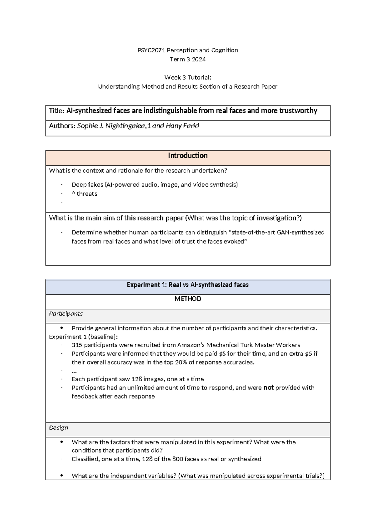 Part 2 Week 3 Tutorial Article method-results worksheet - PSYC2071 ...